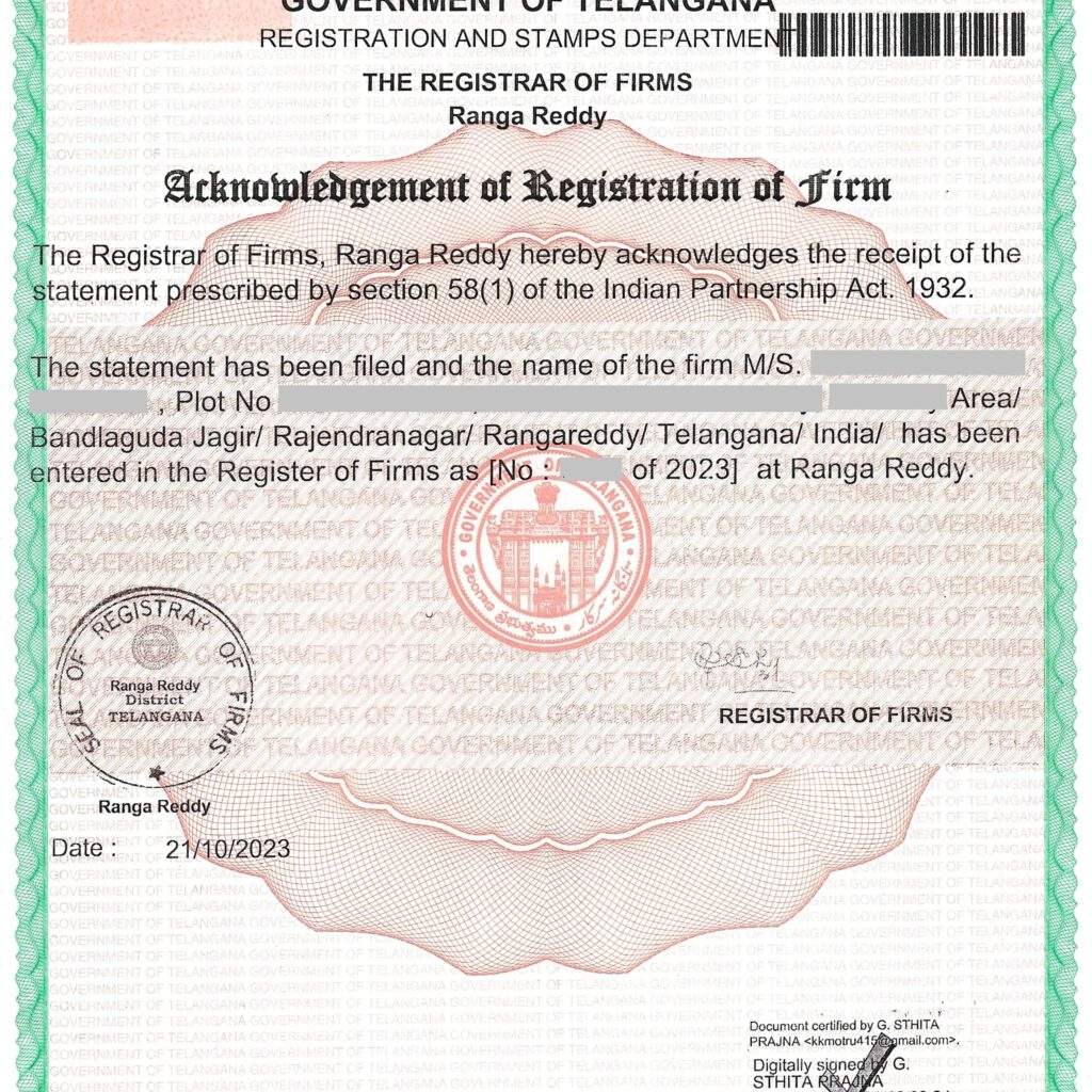 Partnership Firm Registration in Telangana | Business Registration